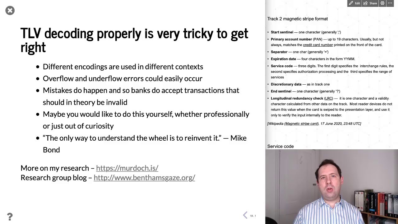 Making sense of EMV card data – decoding the TLV format  - Dr Steven J. Murdoch