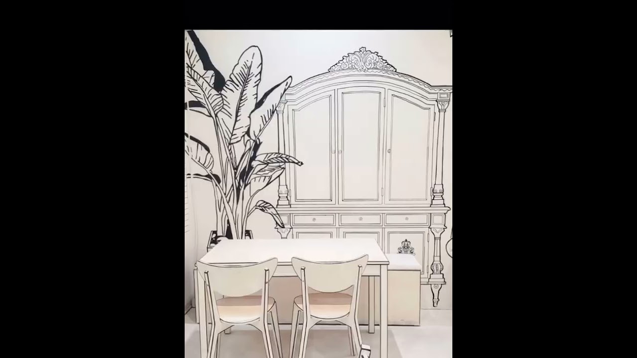 2D black and white cafe in Qatar