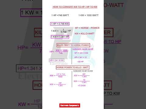 KW TO Hp convert#kw#hp#motor#calculation#shorts