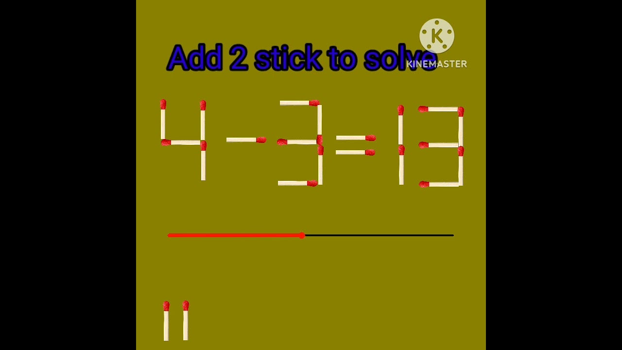 Add 2 stick to solve fix the equation #matchstick game #puzzles game
