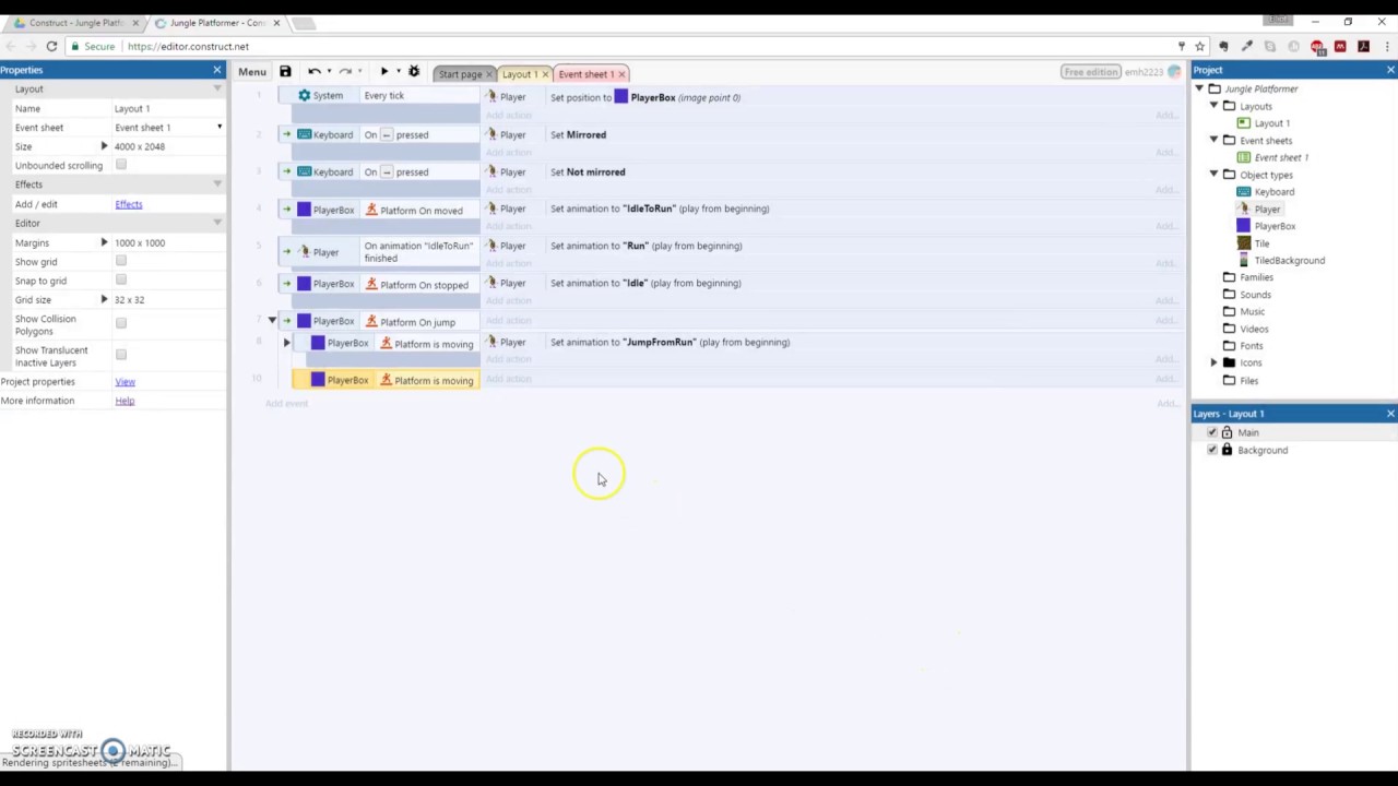 Make a 2D Platformer Game in Construct3 (7/10) - Using Sub-Events