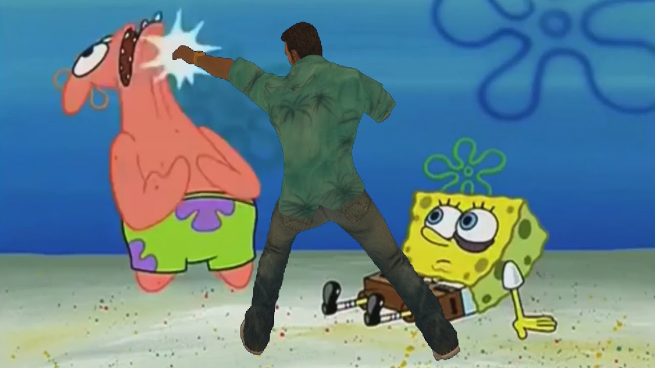 Tommy Vercetti beats up Patrick