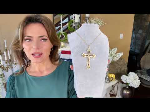 Handmade Bold Ornate Gemstone Cross Necklace