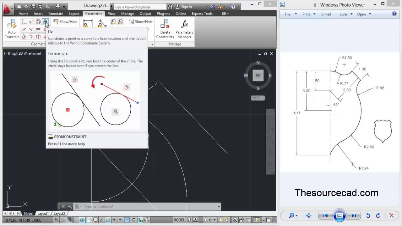2D drawing using AutoCAD: drawing 1