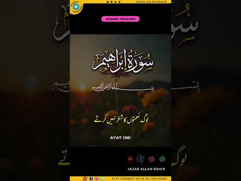Surah Ibrahim’s Wisdom 🌟 | Ayat 34 Translation with Urdu Meaning 🌿