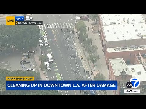 5 burned Waymo cars left in the streets of Downtown LA after weekend protests