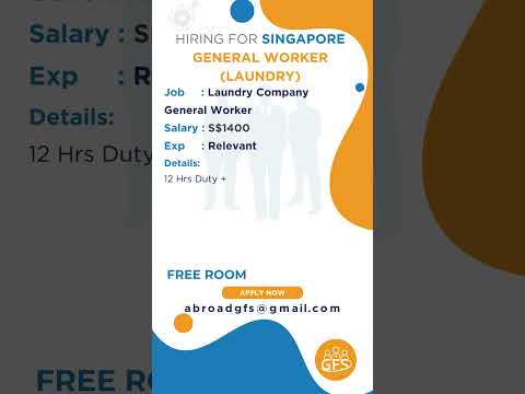 Hiring for Singapore in Laundry Company General Worker #abroadjobs #abroad #abroadjob