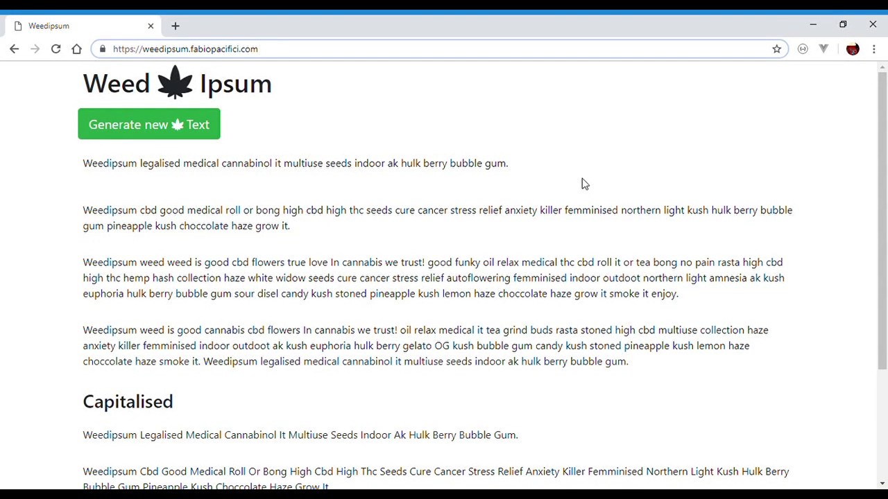 WeedIpsum random text generator