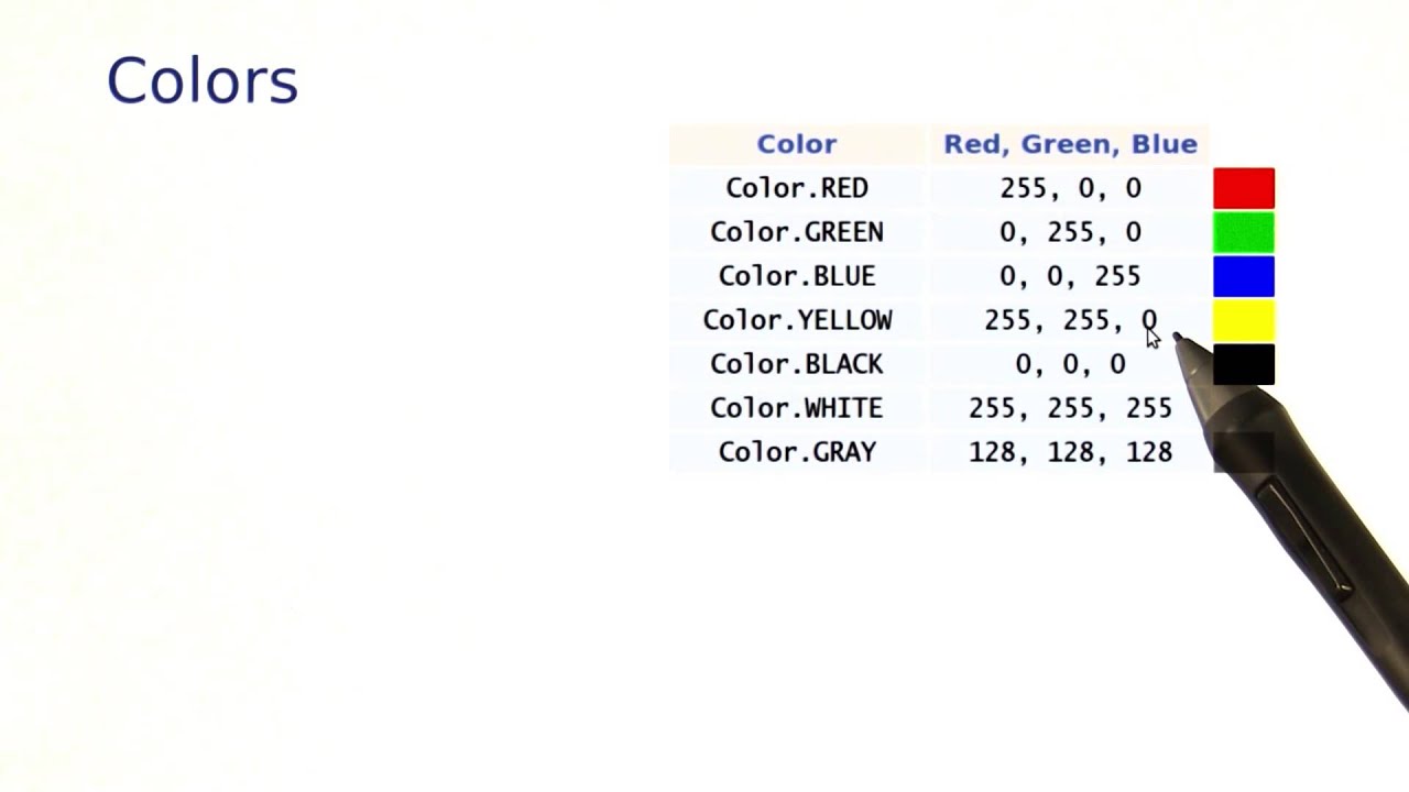 Colors - Intro to Java Programming