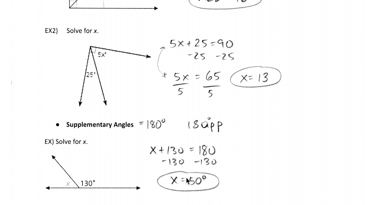 Solving Equations Using Angle Relationships