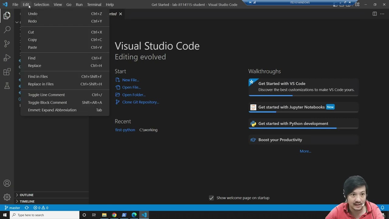 How to work on your GitHub classroom Python Lab Exercises with VS Code in Windows?