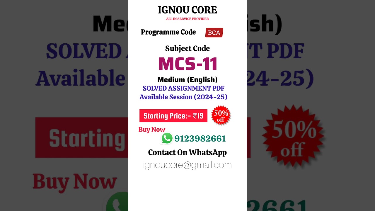 MCS 11 Solved Assignment PDF 2024-25 in English, BCA program MCS-11 Solved assignments