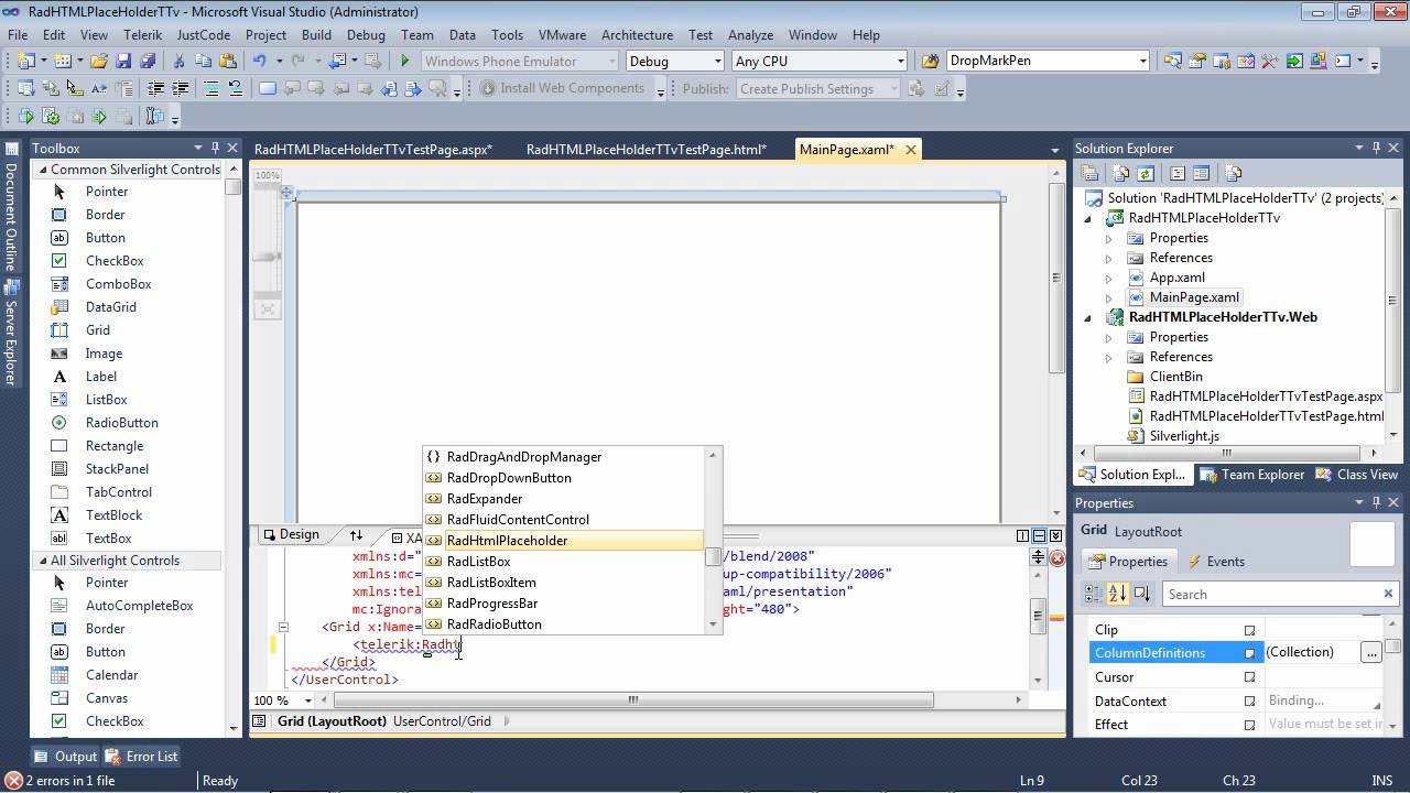 HtmlPlaceHolder - Part 1: Getting Started (Silverlight & WPF)