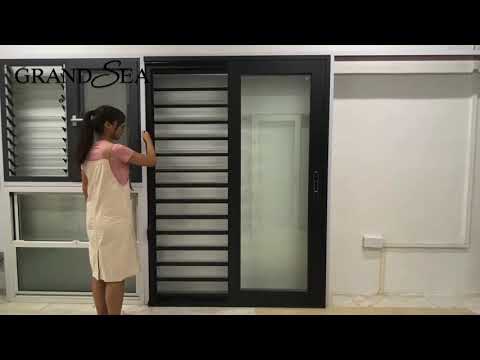 Sliding door with jalousie window