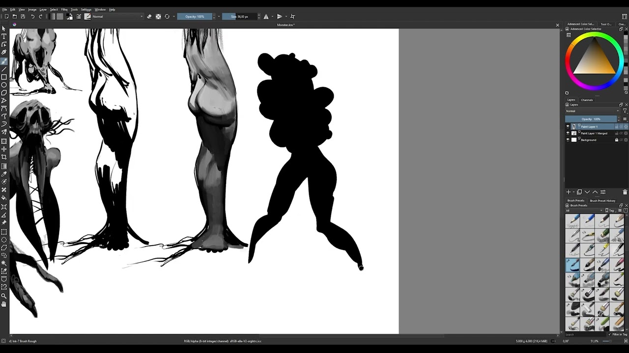 Designing creatures in Krita