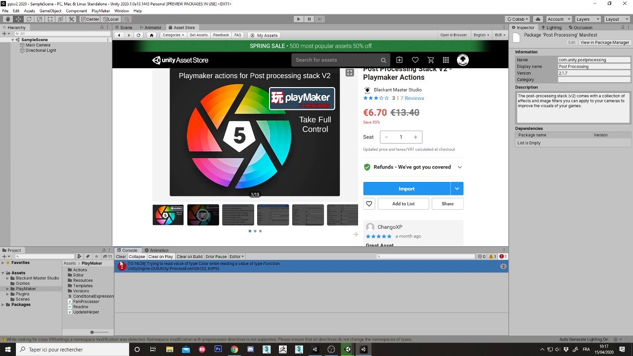 Playmaker actions for post processing stack V2 - unity 2019-2020