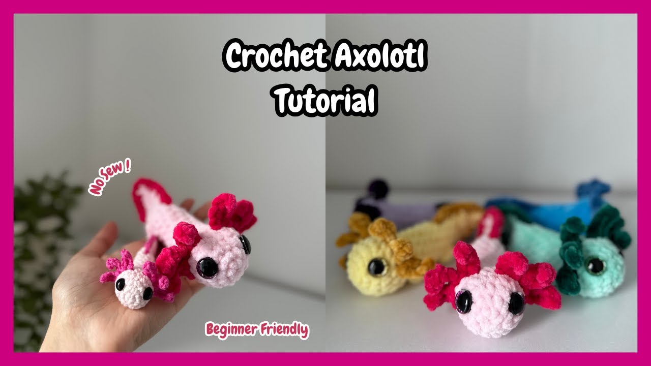How to Crochet Axolotl Plushie/ Keychain | NO SEW | Beginner Friendly!