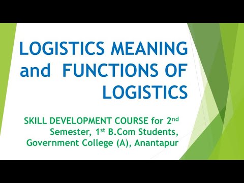 LOGISTICS MEANING AND FUNCTIONS OF LOGISTICS