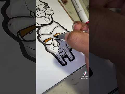 HOW TO DRAW MF DOOM INTO A CARTOON CHARACTER!!! #mfdoom #art #artist #draw #drawing