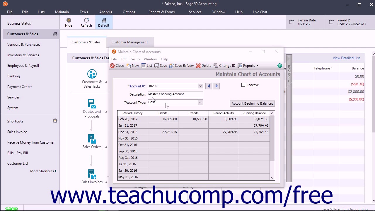Sage 50 2018 Tutorial Adding Accounts Sage Training