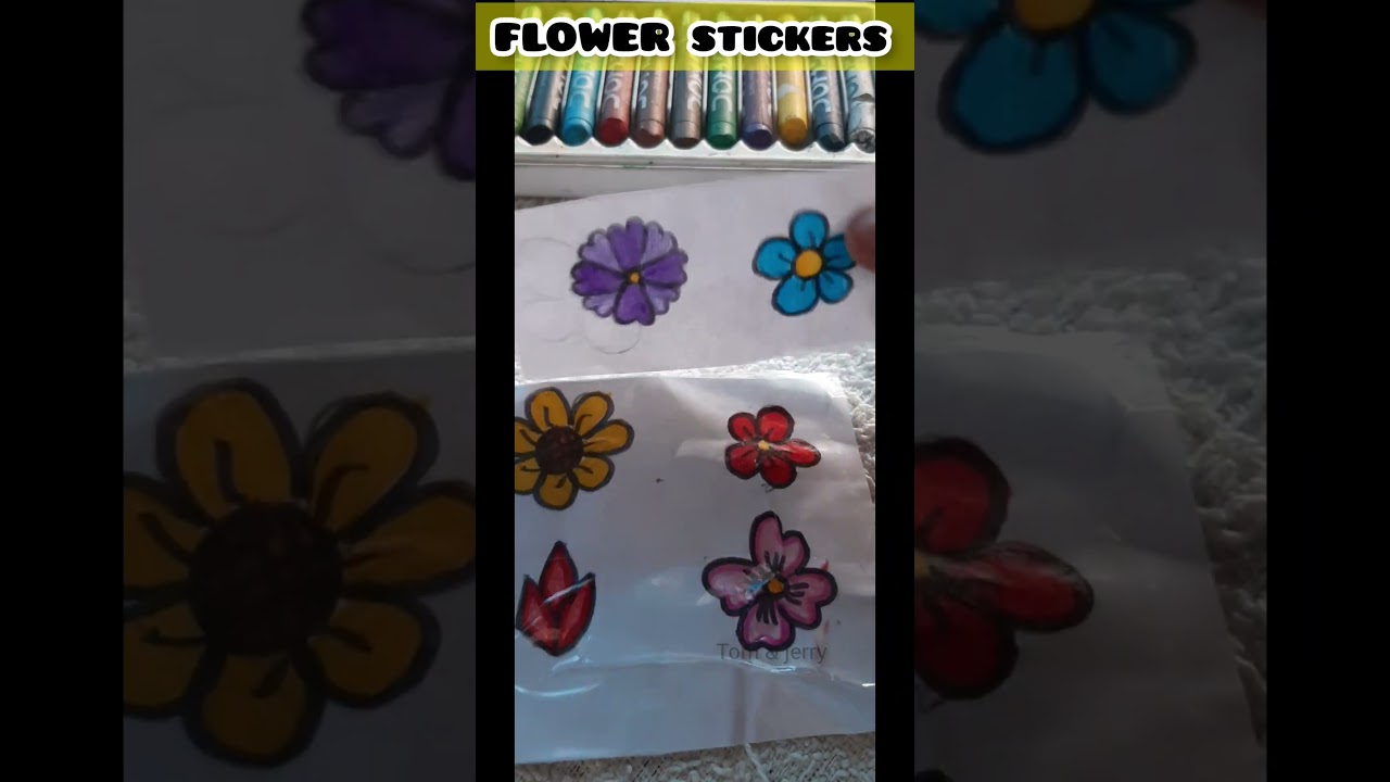 Diy 🌼flower  stickers ♥ / colorful #tomandjerry #subscribe #easy