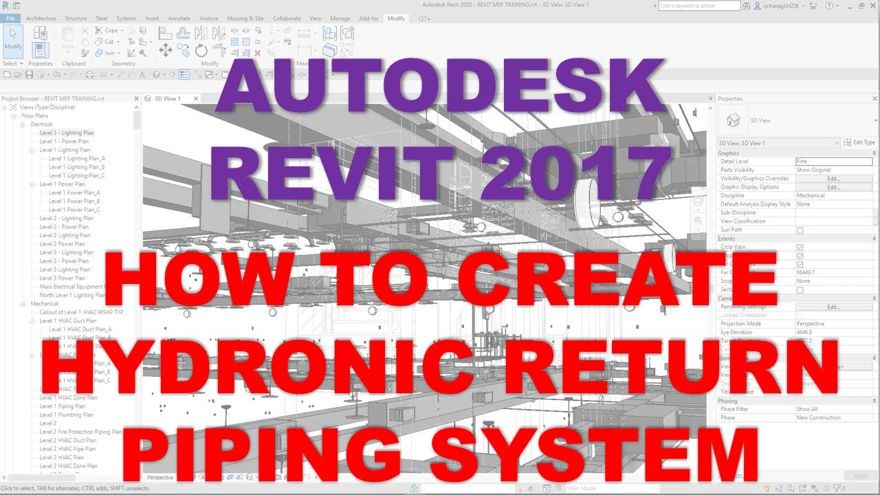 REVIT MEP 2017: HOW TO CREATE HYDRONIC RETURN PIPING SYSTEM