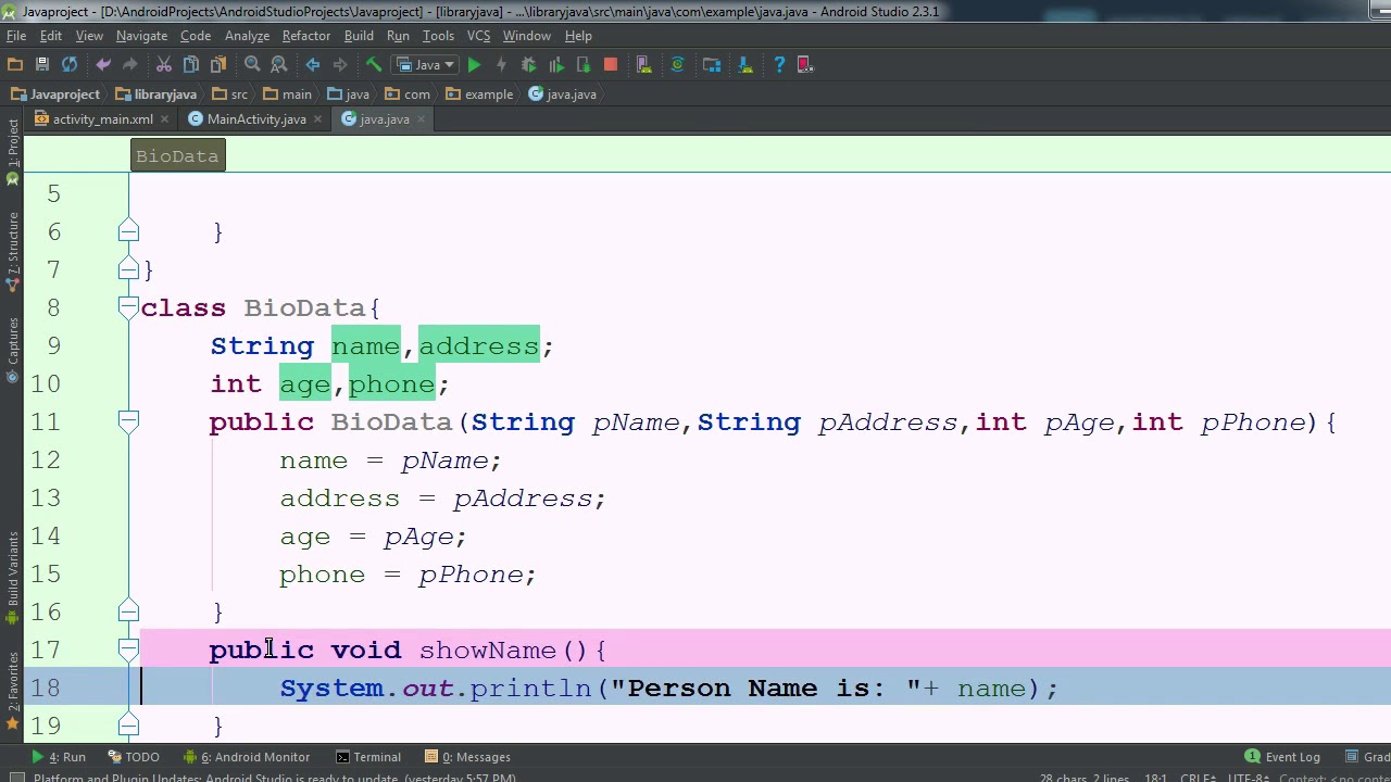 Java For Android Tutorial #17: Oop concepts - Classes and Objects