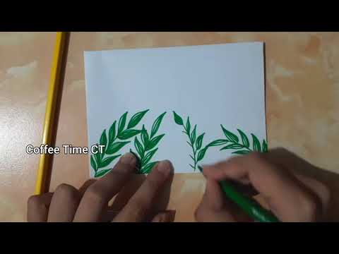 How to draw leaves design | Green background drawing | Border design | Coffee Time CT