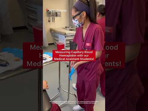 Measuring capillary blood hemoglobin with our Medical Assistant Students! #shorts #MedicalAssistant