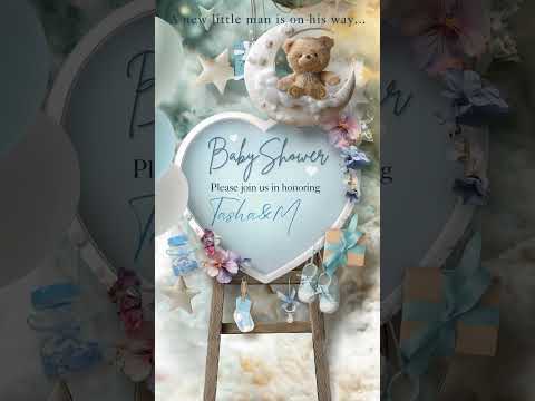 Boy Baby Shower Video Invitation - Canva template #babyshower #babyshowerinvite #pregnancy #mom