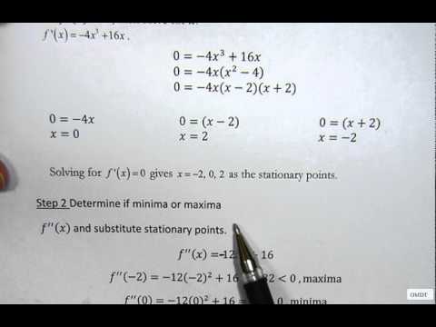 Second Derivative Test to Determine Maxima and Minima