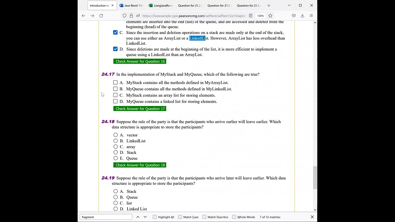 Daniel Liang Java Chapter 24 Multiple Choice Questions Part 2