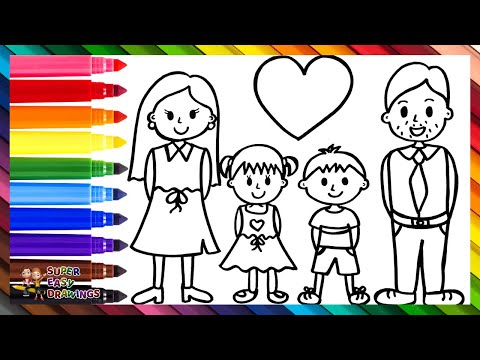 Drawing And Coloring A Family π©π¨π§π¦π Drawings For Kids