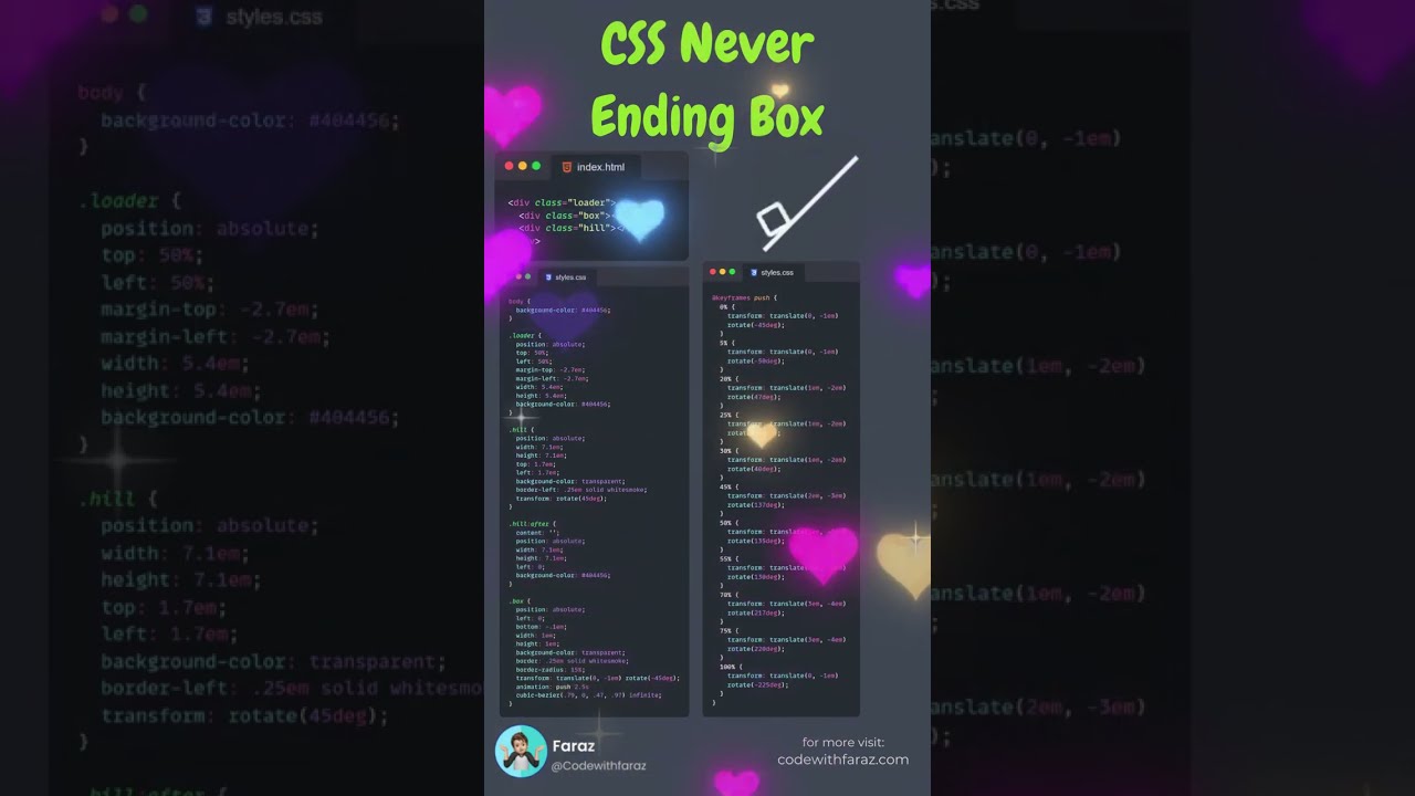 CSS Never Ending Box | Amazing CSS Animation 😍😍😍 *Source Code*