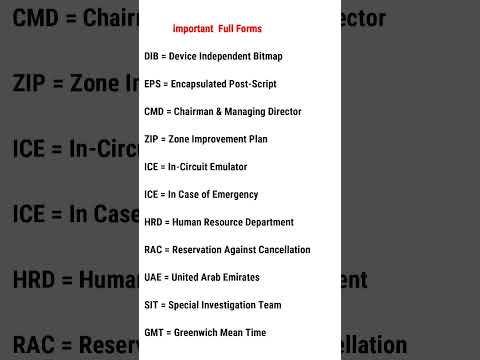 full form of DIB EPS CMD ZIP ICE ICE HRD RAC UAE SIT GMT | important full form