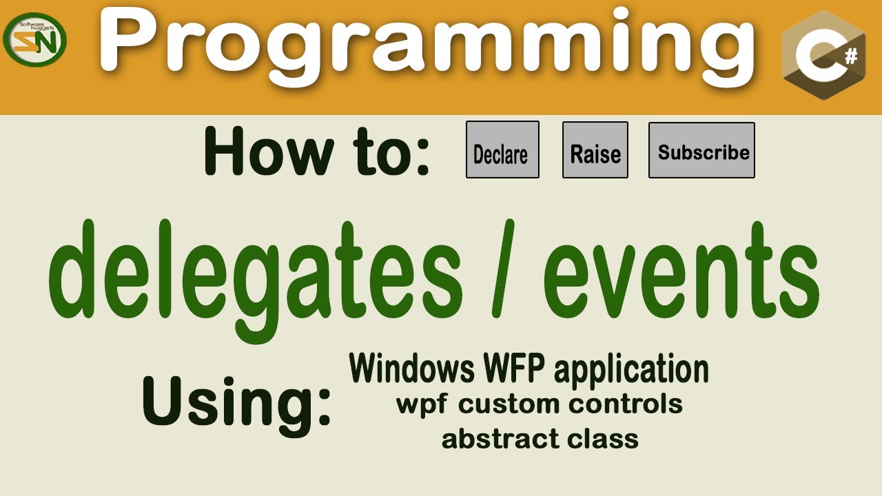Delegates and Events in C# / XAML.  Windows WPF, Custom Controls and Abstract Class.