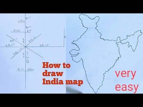 How to draw India map, tutorial drawing, very easy step by step