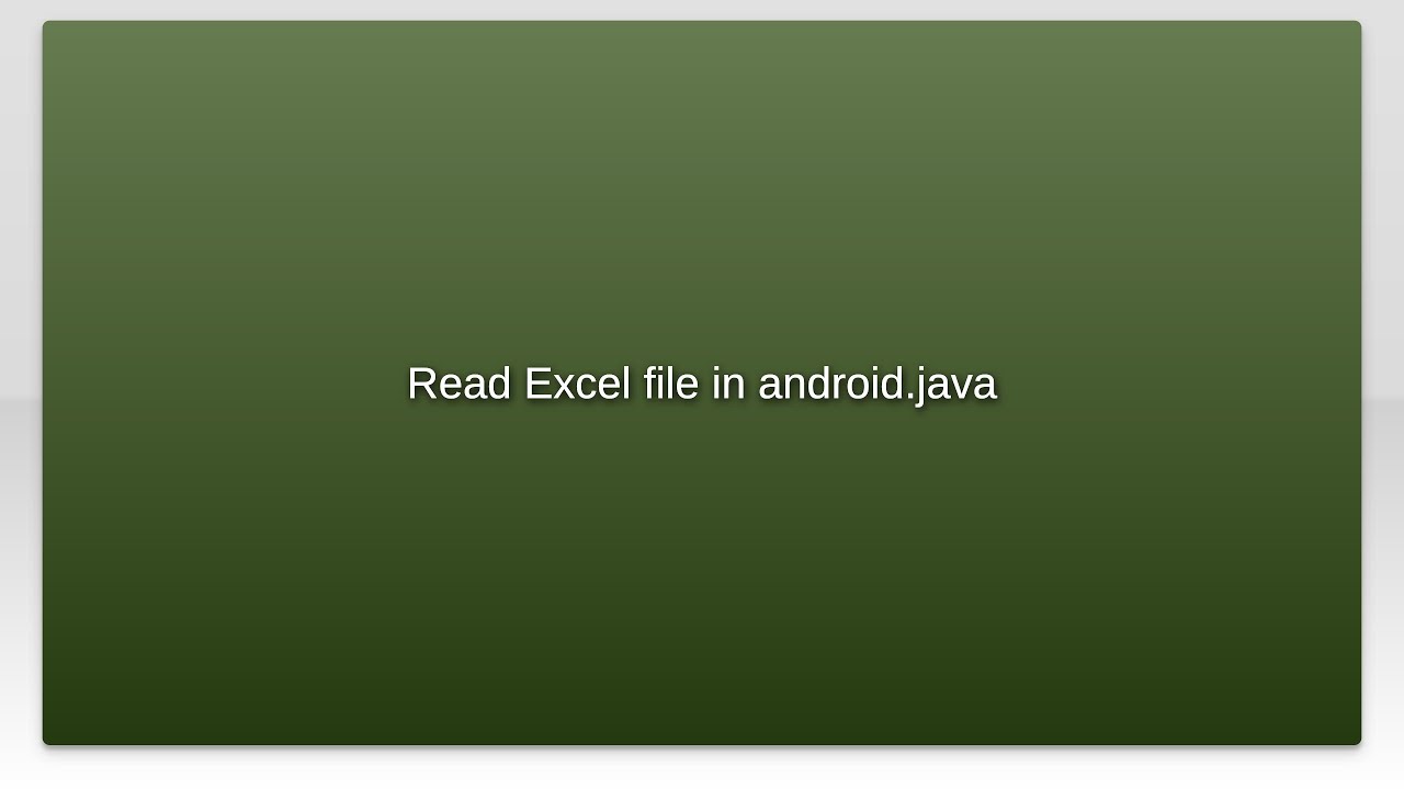 Read Excel file in android.java