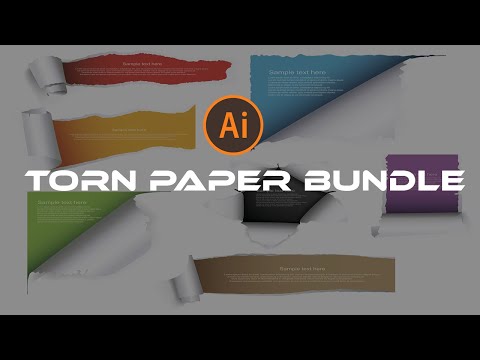 Torn Paper Bundle Download In EPS & PNG Files |English| |Illustrator Tutorial|