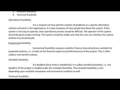 Chapter-1 | Definition of feasibility | types of it's levels