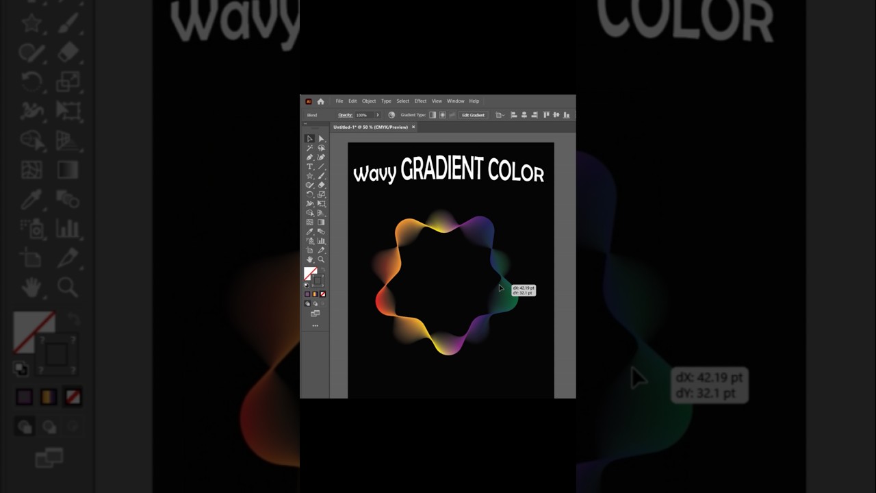 Adobe Illustrator 2025 - Tips For Draw Wavy Gradient Color Range ||1 min Tutorial for beginners