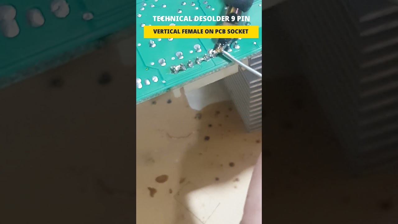 The technique for desoldering 9 pin female socket PCB using tweezers.