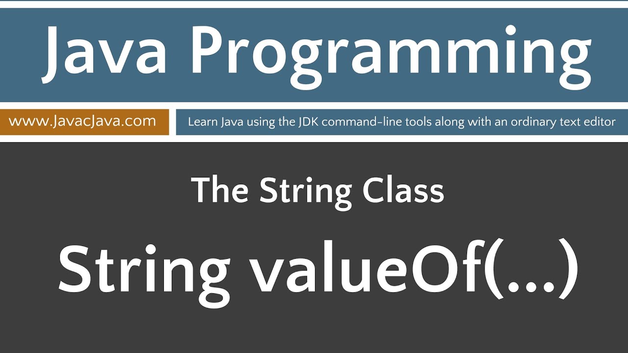 Learn Java Programming - String Class Tutorials valueOf(...)