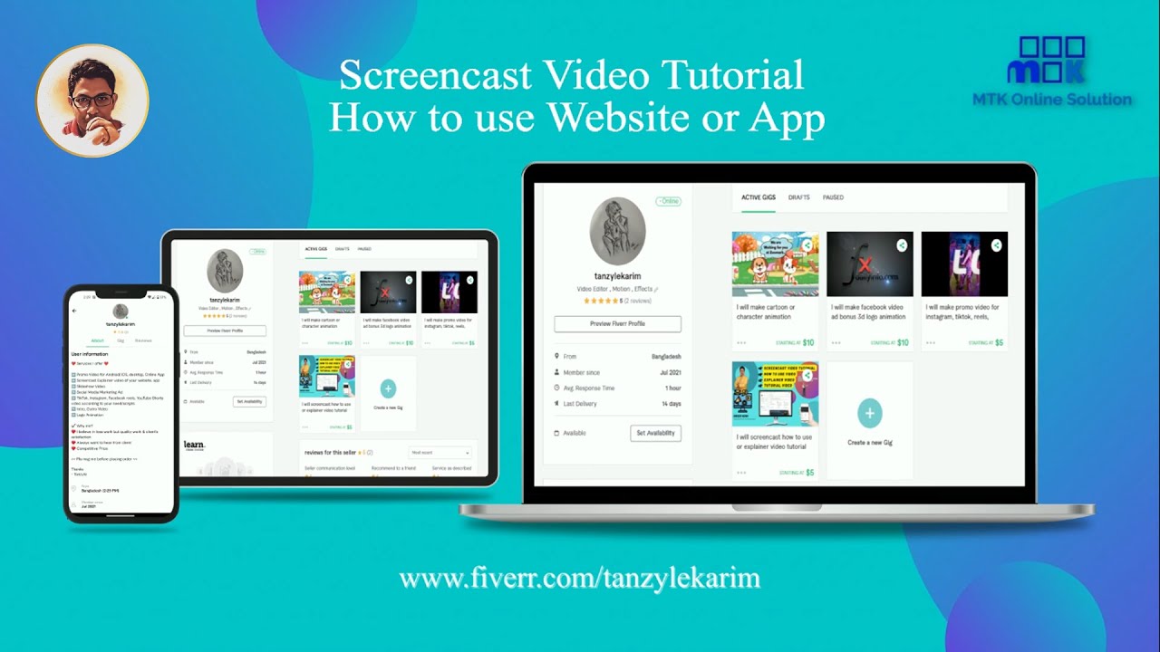 Screencast Step by Step Video Tutorial for Website or App