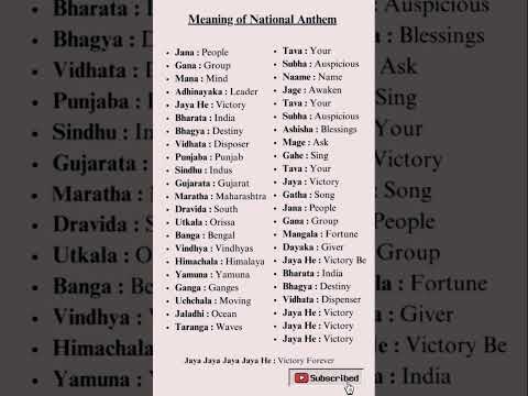 Full meaning of Our National Anthem #motivation #india #national#shorts