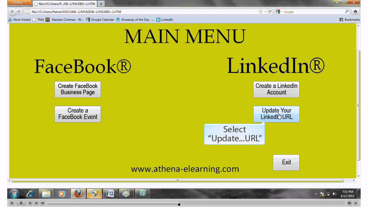 Athena eLearning - Main Menu