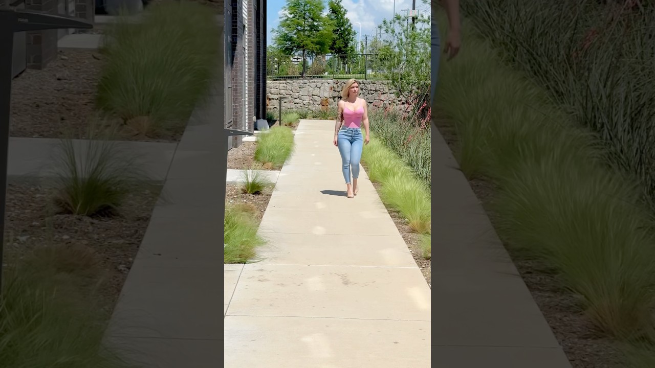 Walking down the sidewalk 😊 #short #shorts #jeans #heels