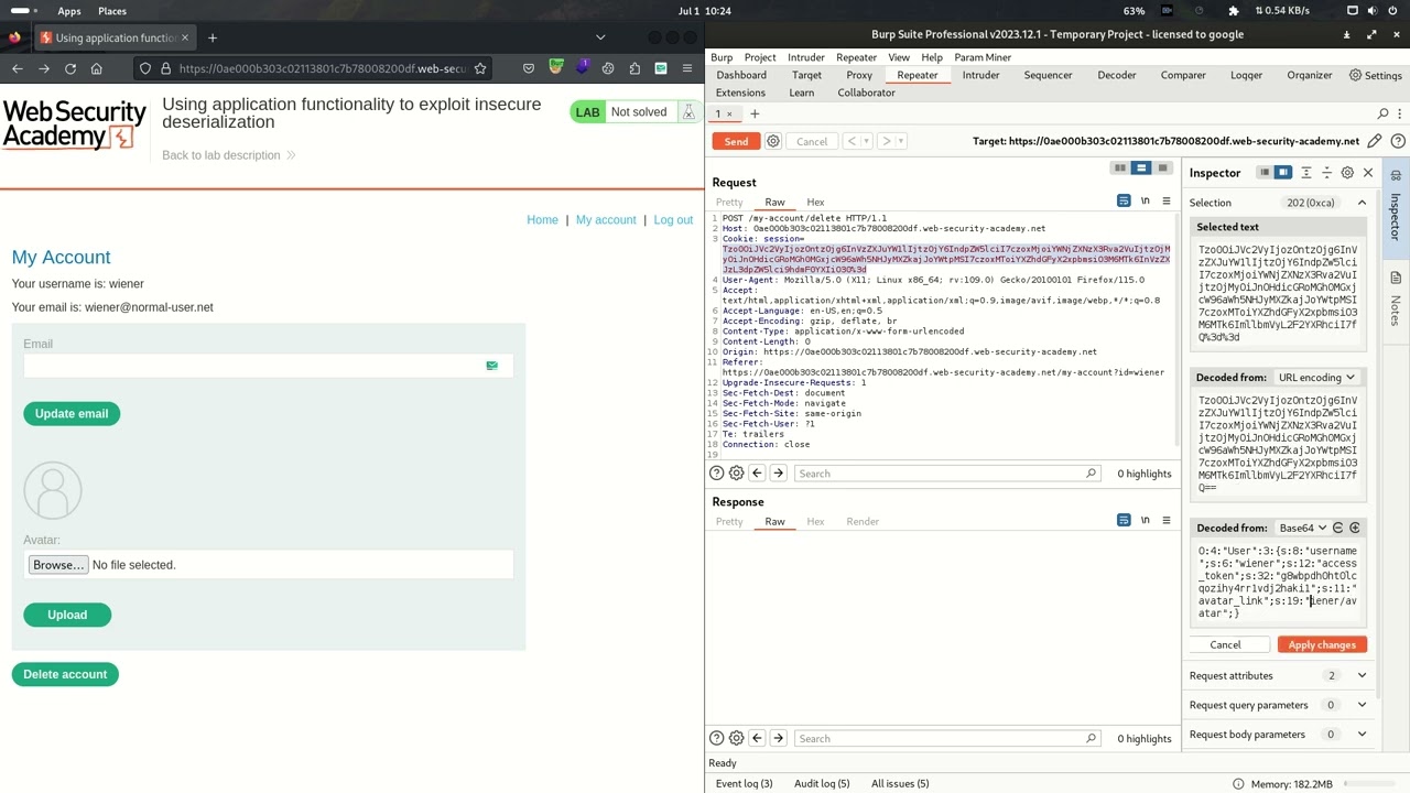 18.3 Using application functionality to exploit insecure deserialization