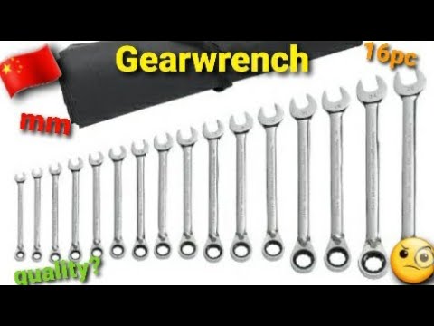 GEARWRENCH 16 Pc. 12 Pt. Reversible Ratcheting Combination Wrench Set with Tool Roll Metric #9602RN