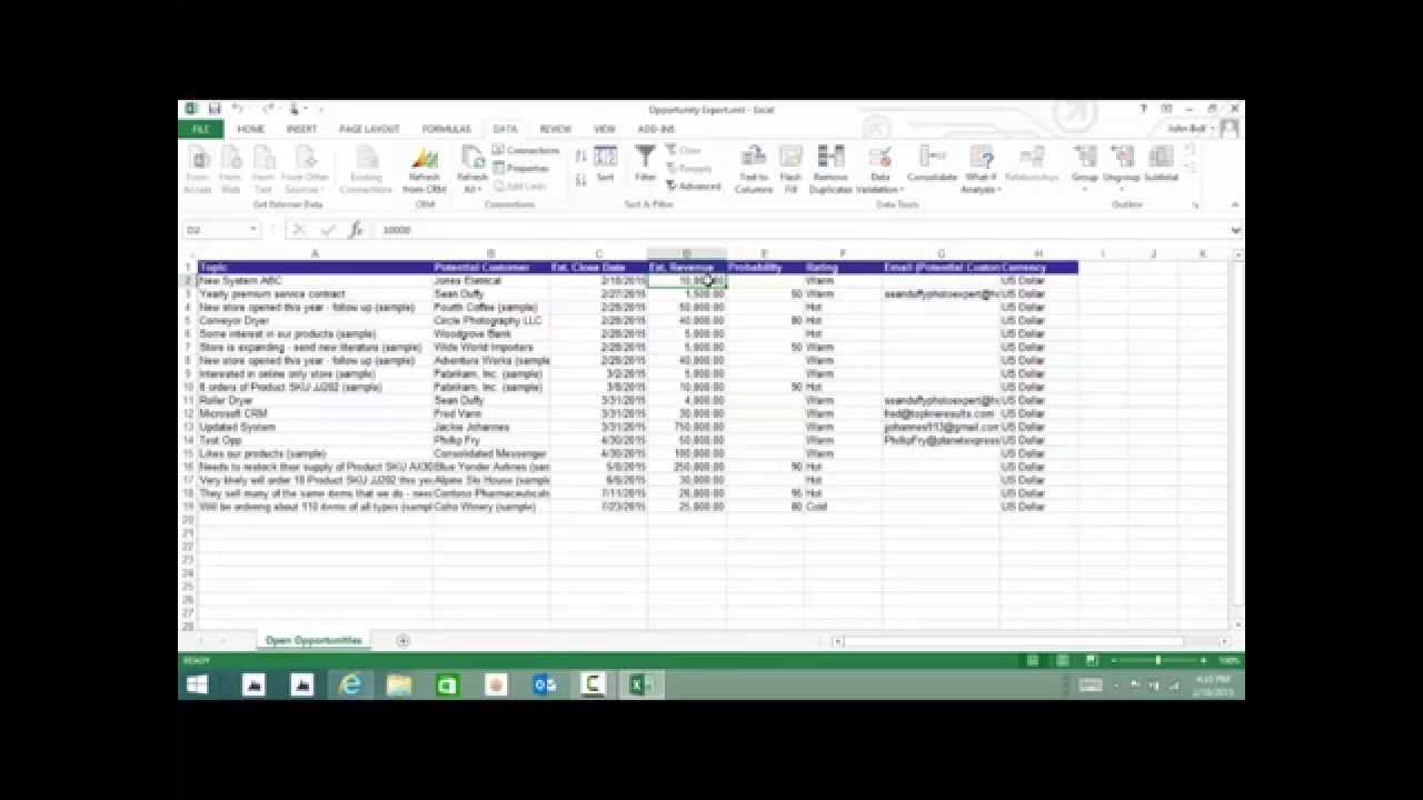 Export Microsoft Dynamics CRM 2015 Data to Excel
